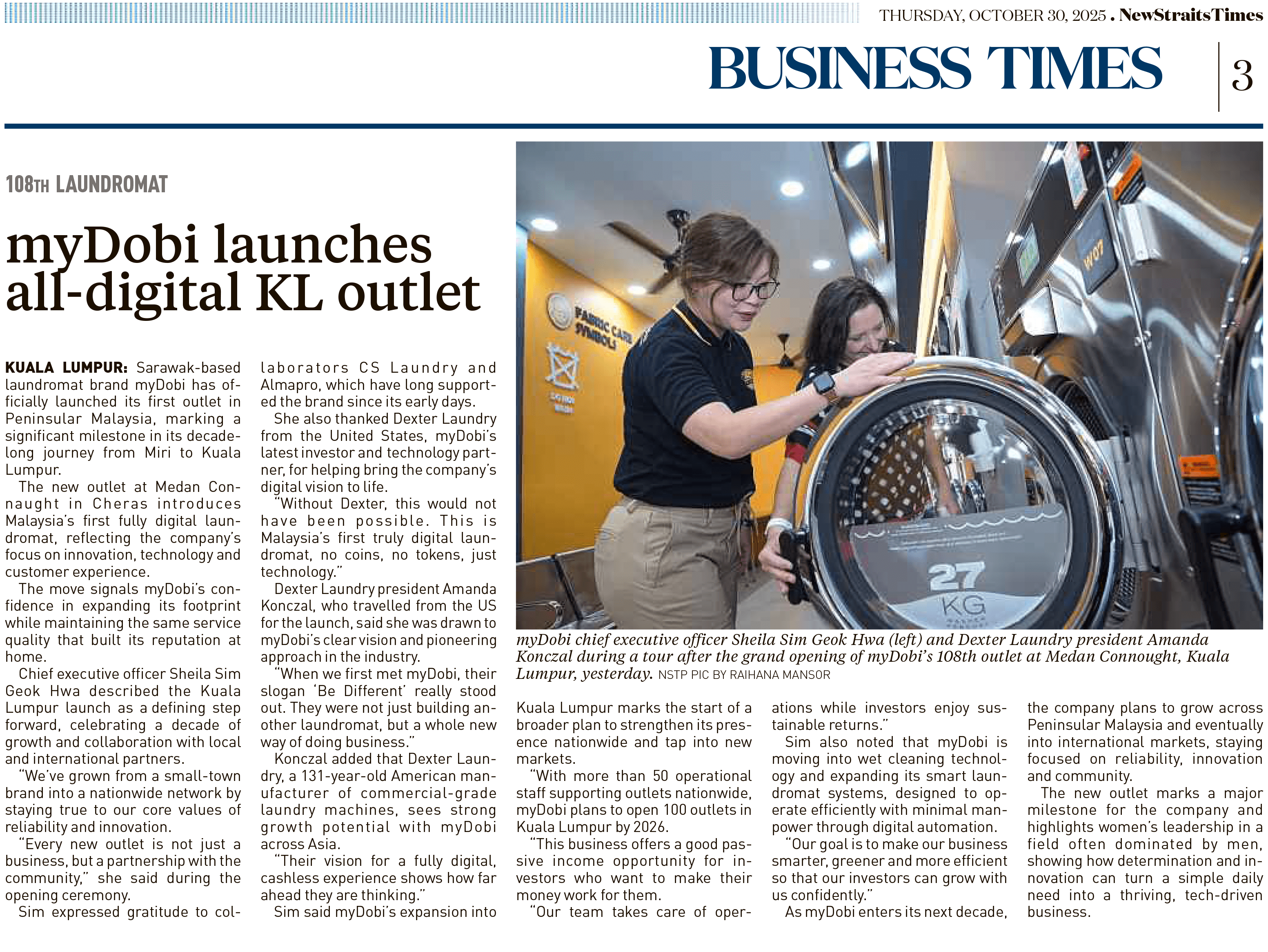 myDobi launches all-digital KL outlet (NewStraitsTimes 30 Oct 2025 ...